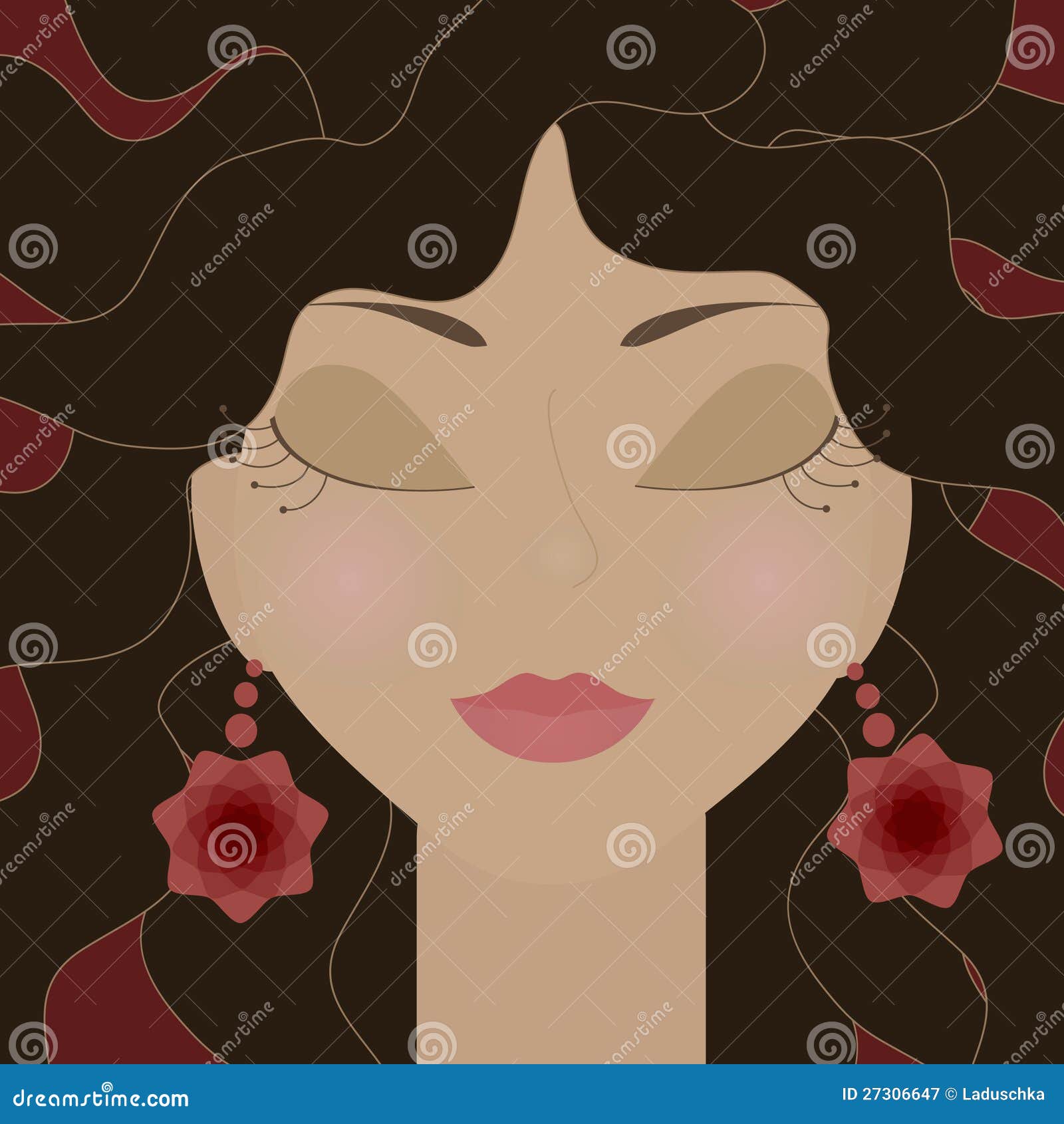 Gypsy Girl In A Beige Dress.Portrait.Painting. Cartoon Vector ...
