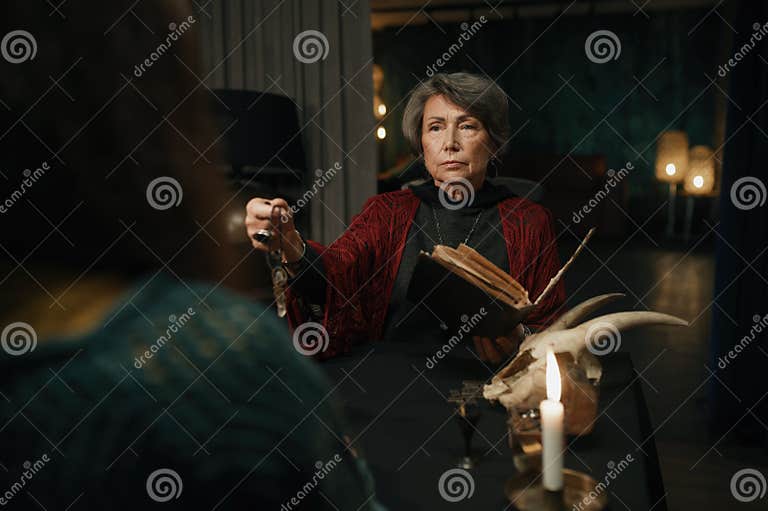 Gypsy Reading Spell for Client Using Witchcraft Book and Magic Pendulum ...