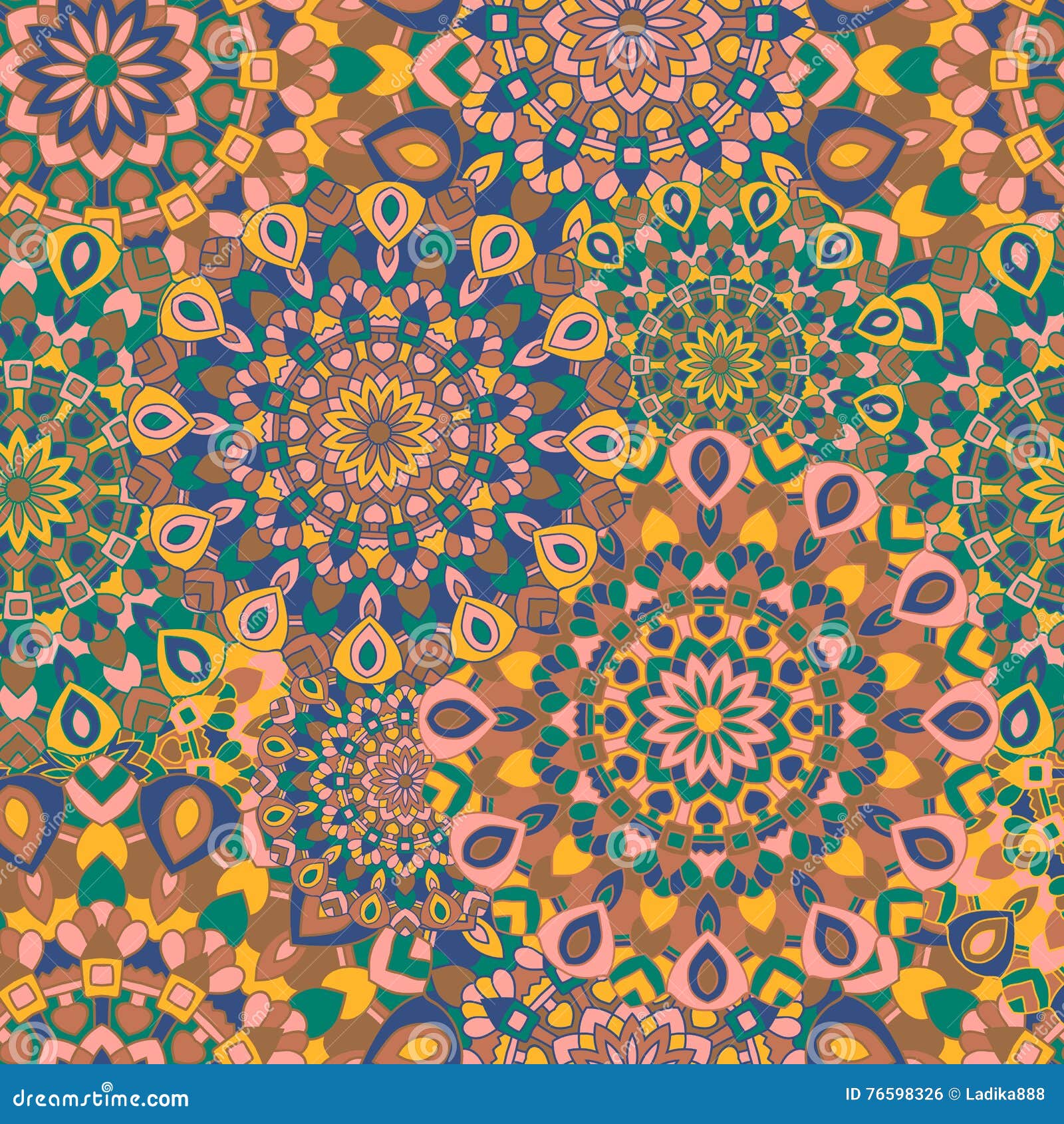 Gypsy Seamless Pattern. Texture with Round Colored Stock Vector ...