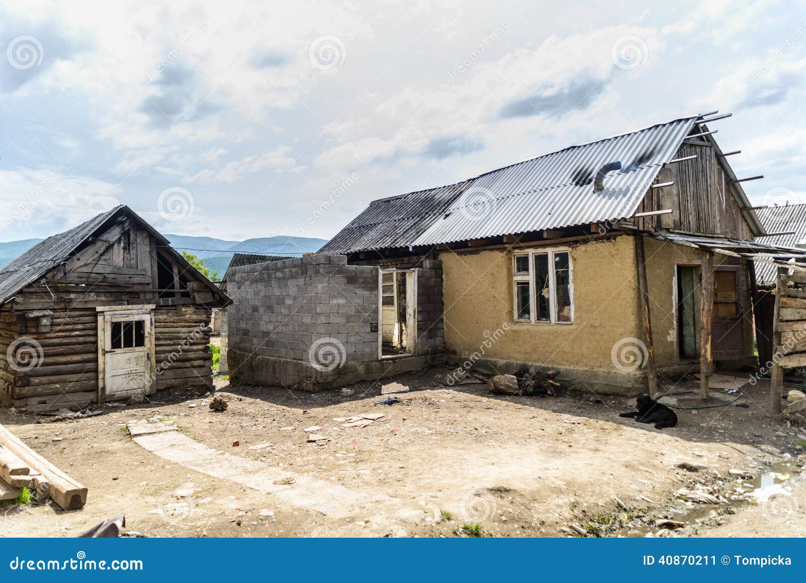 Gypsy village in Ukraine stock image. Image of tree, garbage - 40870211