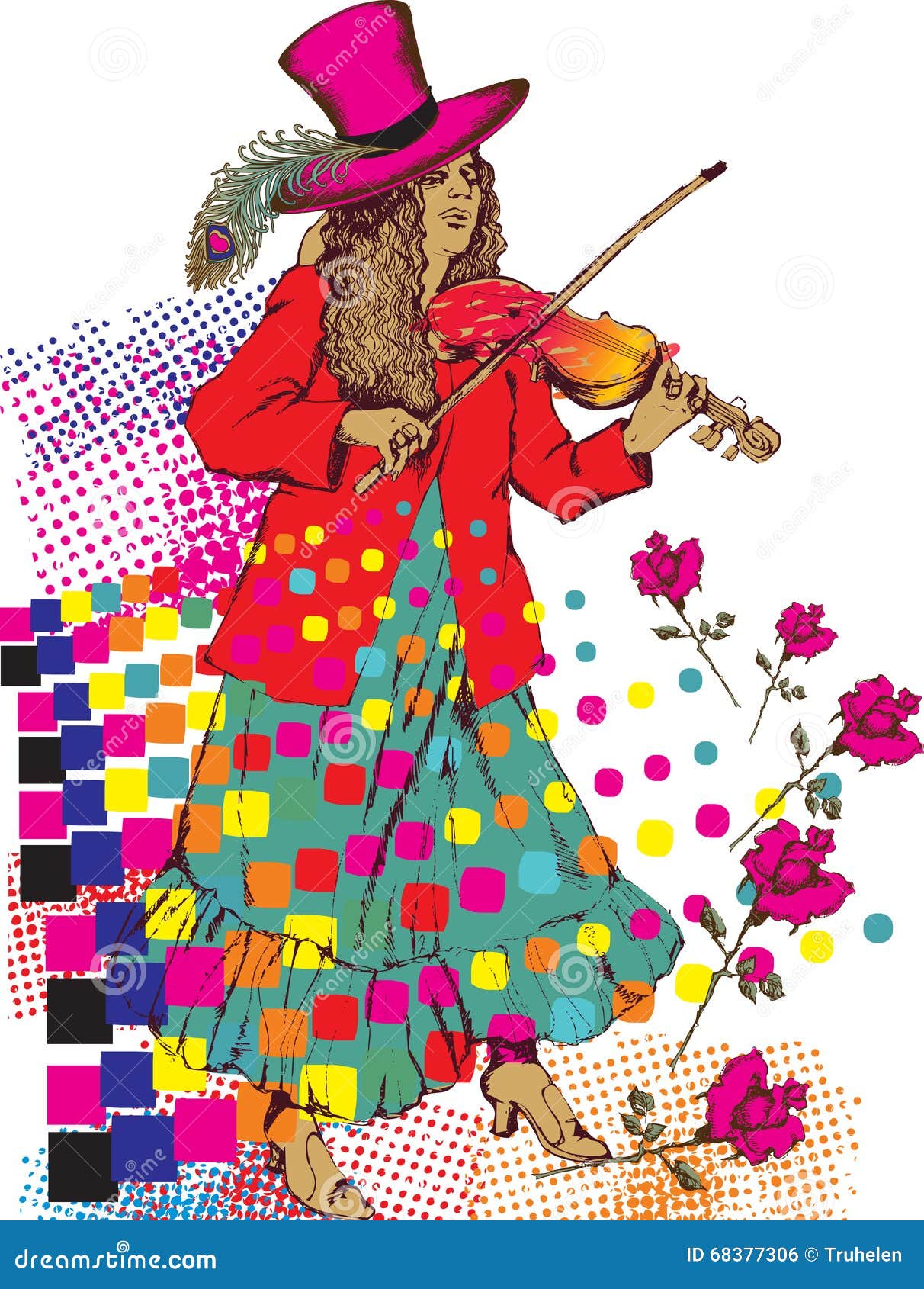 Gypsy woman stock illustration. Illustration of concert - 68377306