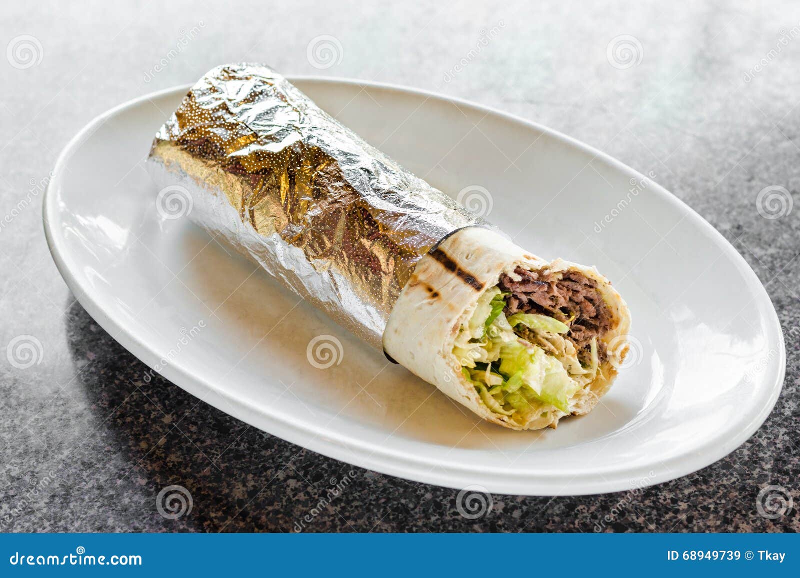 Gyro Lamb & Beef Wrap stock image. Image of table - 68949739