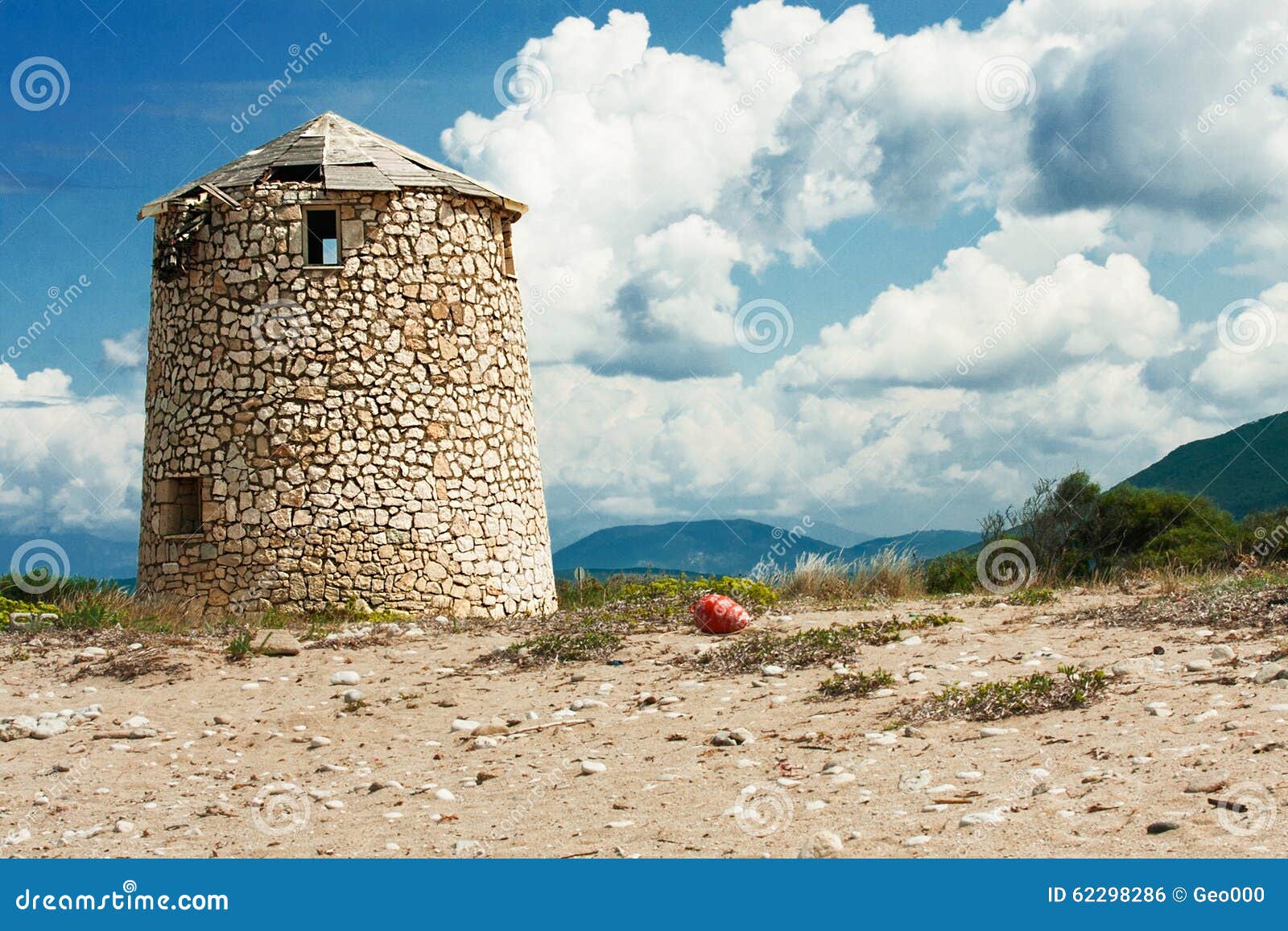 Gyro Lefkada Windmill stock photo. Image of greece, green - 62298286