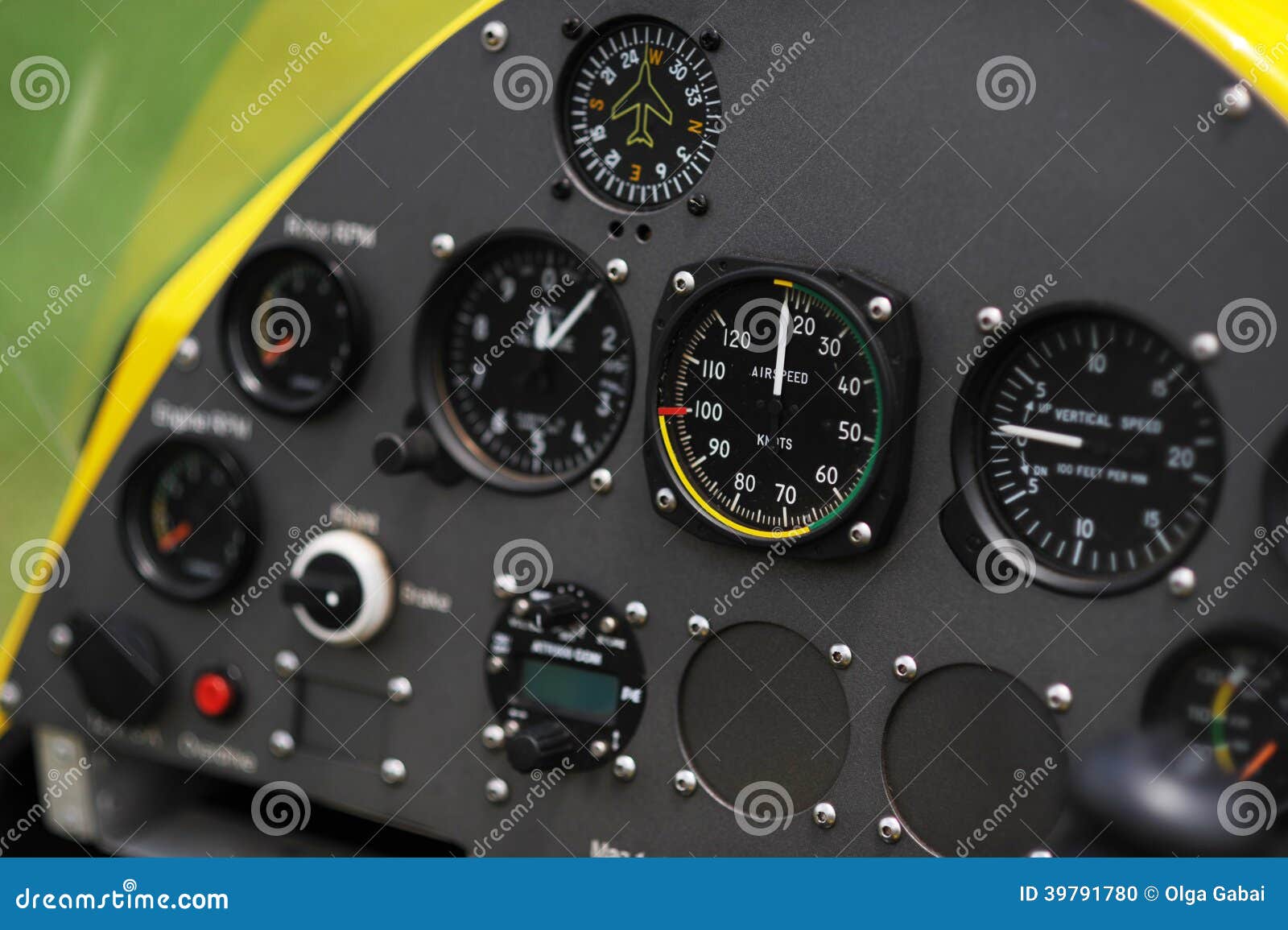 Gyroplane instrument panel stock photo. Image of altimeter - 39791780