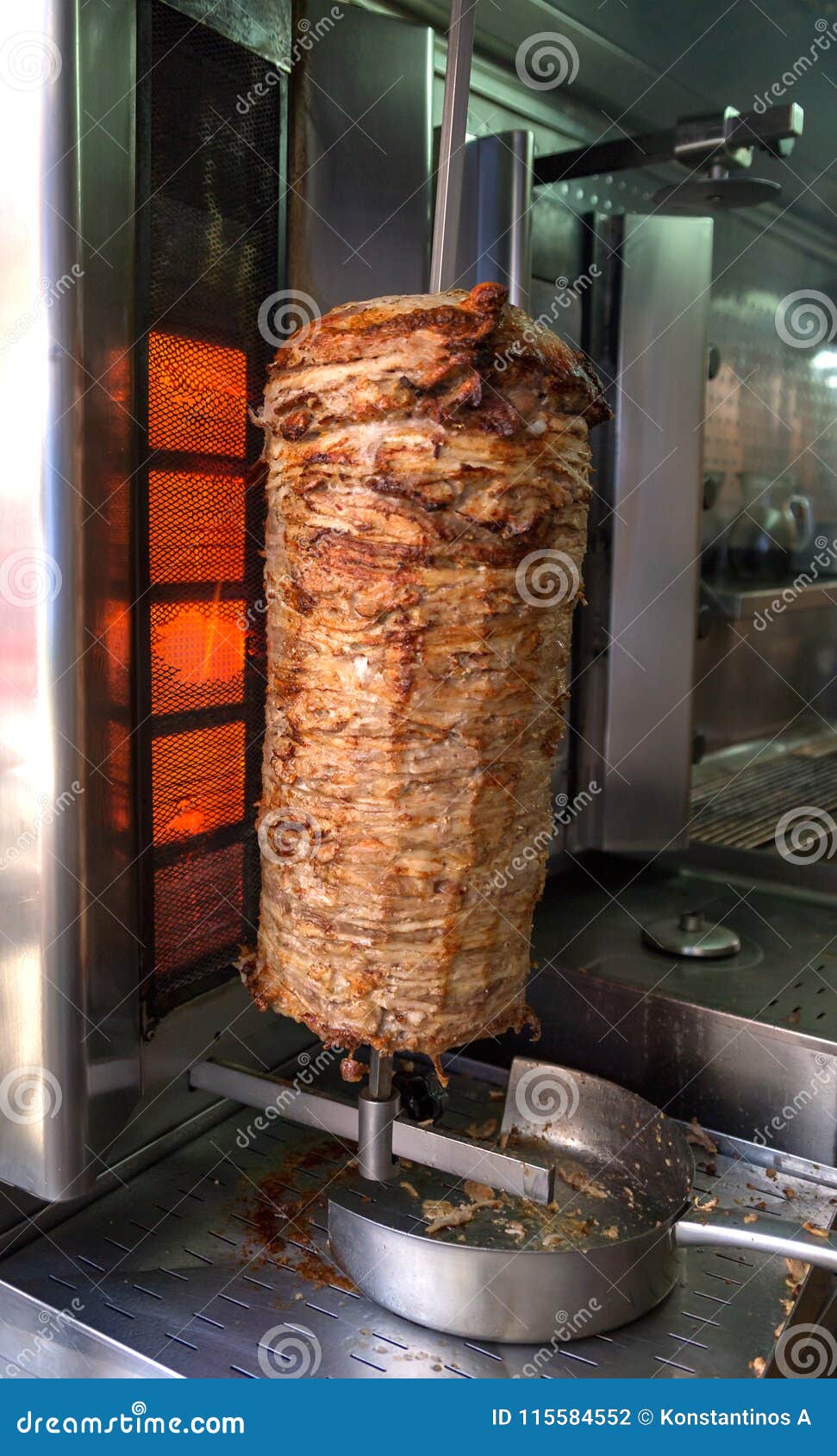 Gyros meat preparing stock photo. Image of beef, grilled - 115584552