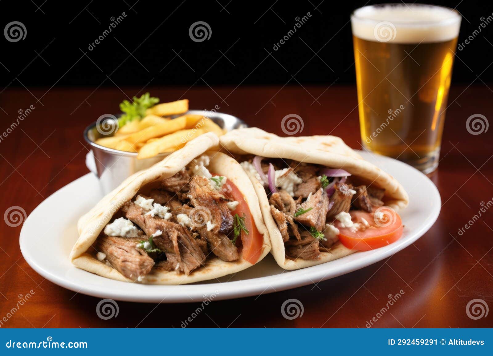 A Gyros with a Pint of Beer on the Side Stock Image - Image of greek ...