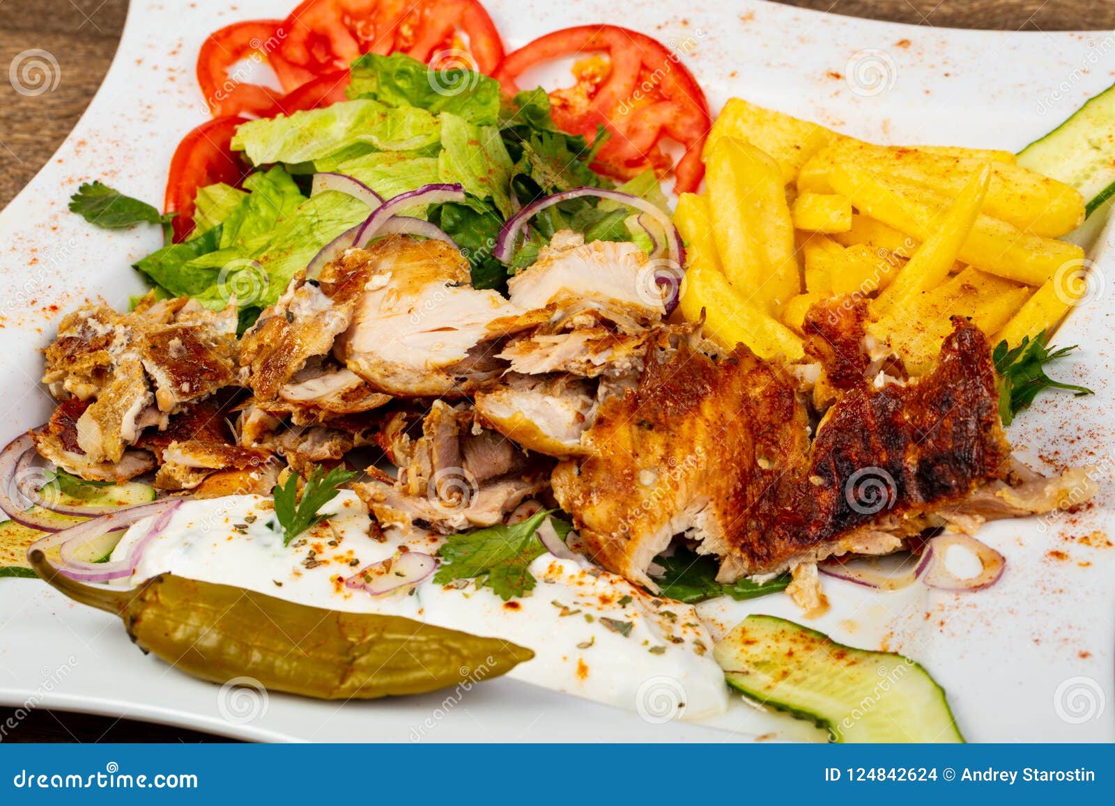 Gyros on the plate stock photo. Image of gyro, food - 124842624