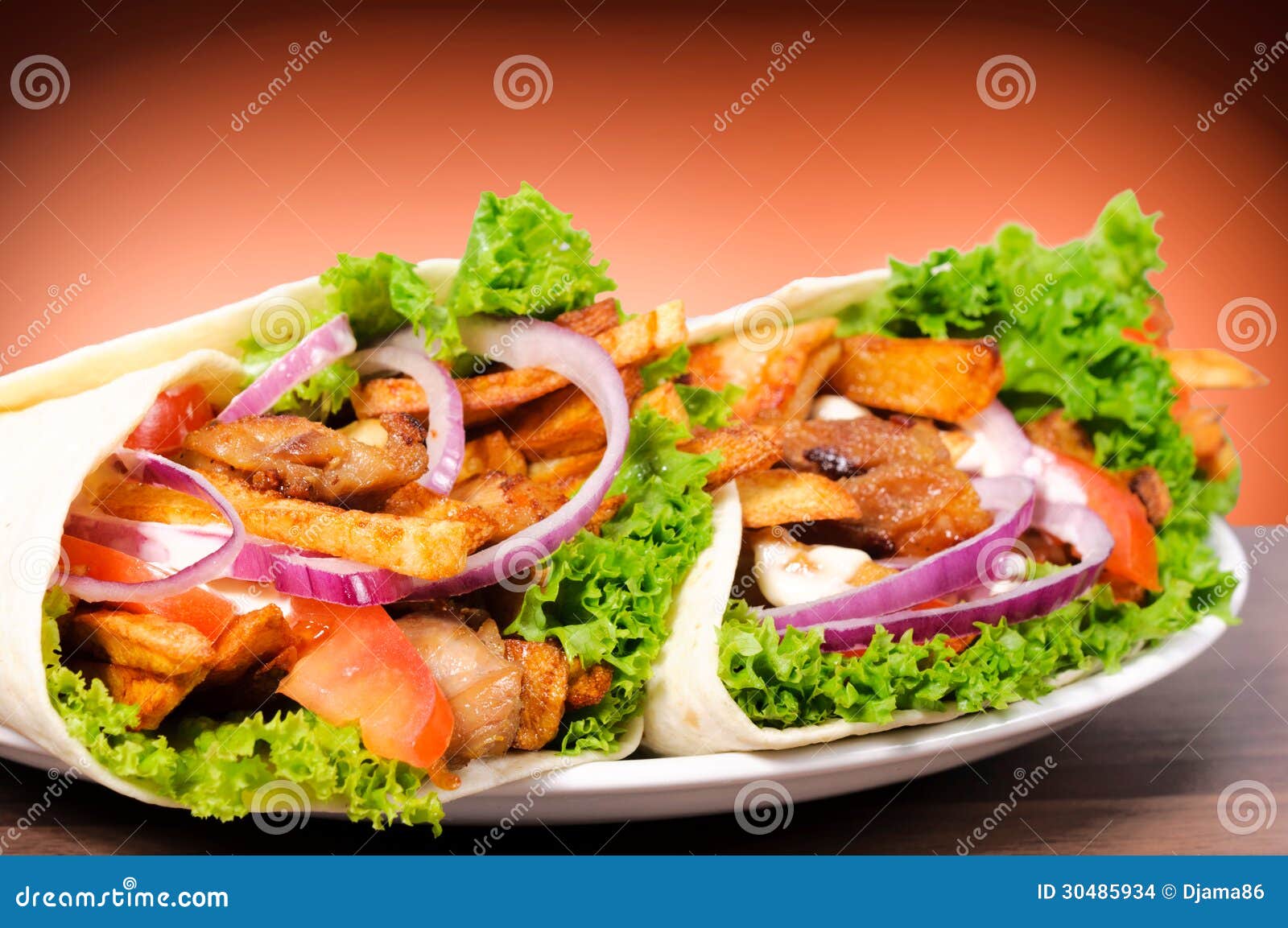 Gyros on plate stock photo. Image of fried, gyros, grill - 30485934