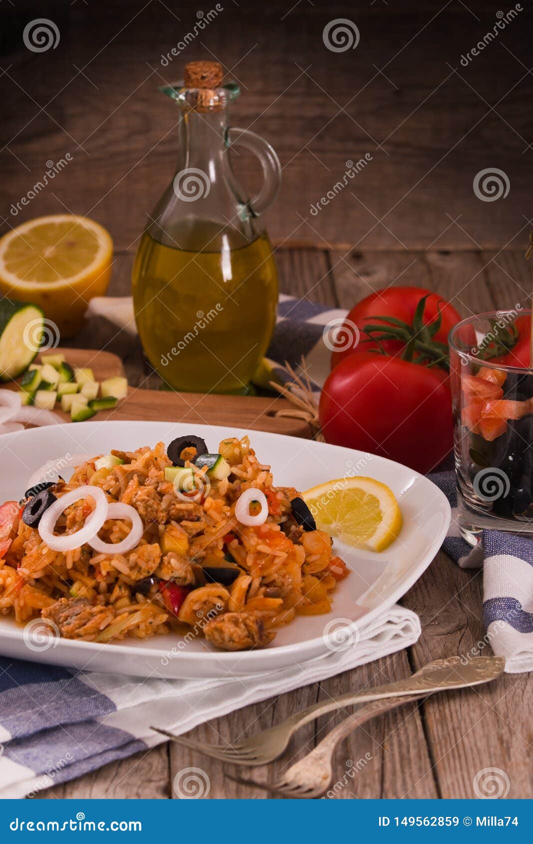 Gyros rice dish. stock image. Image of food, cooked - 149562859