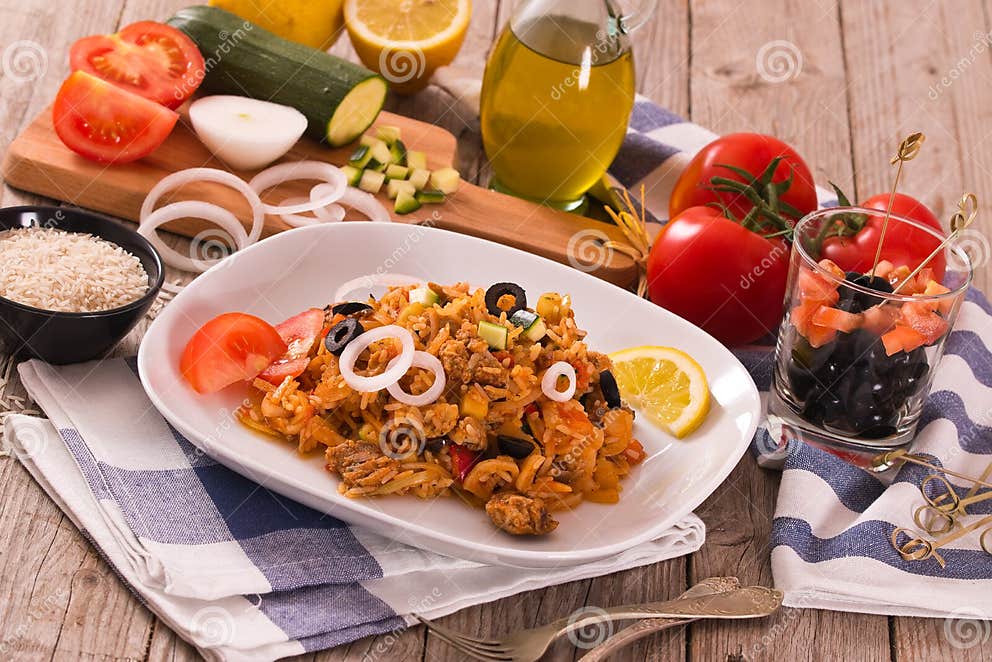 Gyros rice dish. stock image. Image of delicious, fresh - 154013009