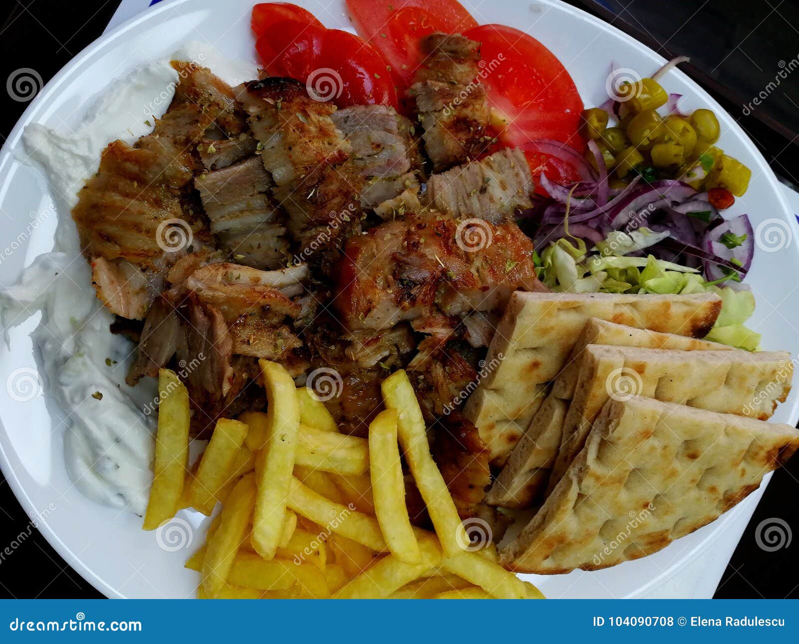 Plated Gyros stock photo. Image of gyros, shawarma, beef - 104090708