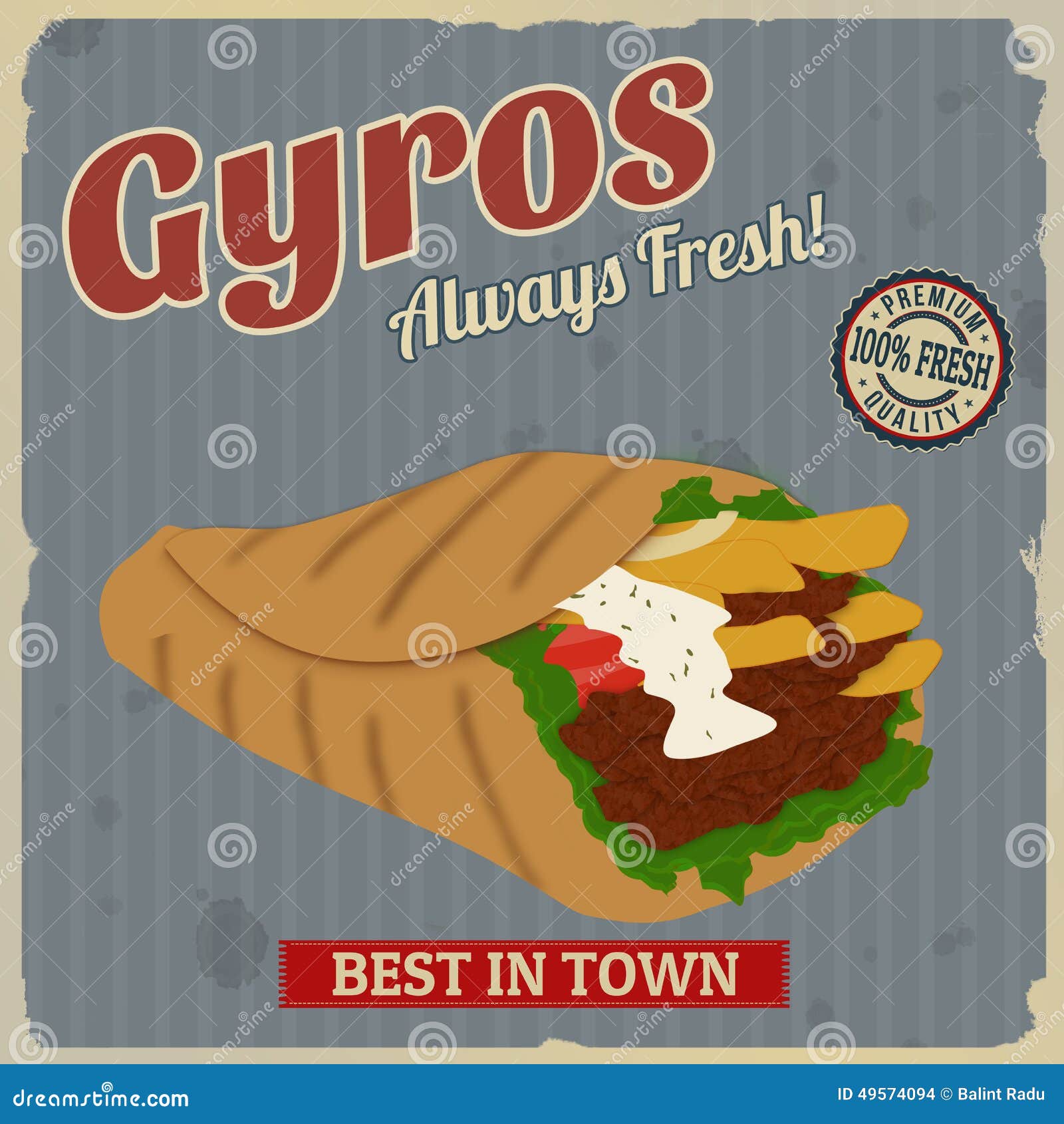 Gyros vintage poster stock vector. Illustration of abstract - 49574094