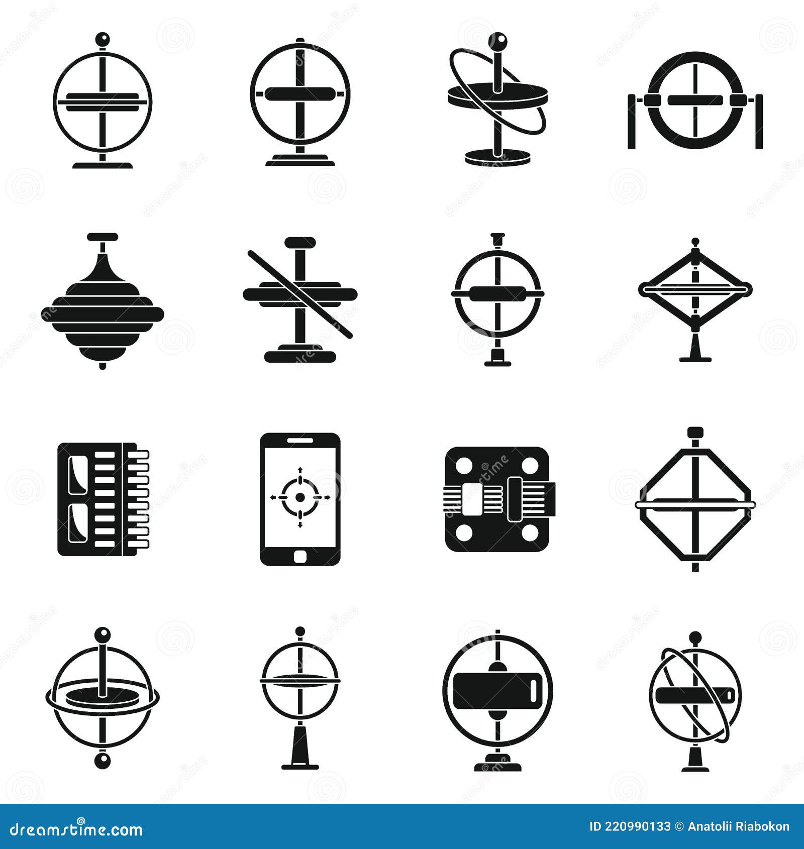 Gyroscope Tool Icons Set, Simple Style Stock Vector - Illustration of ...