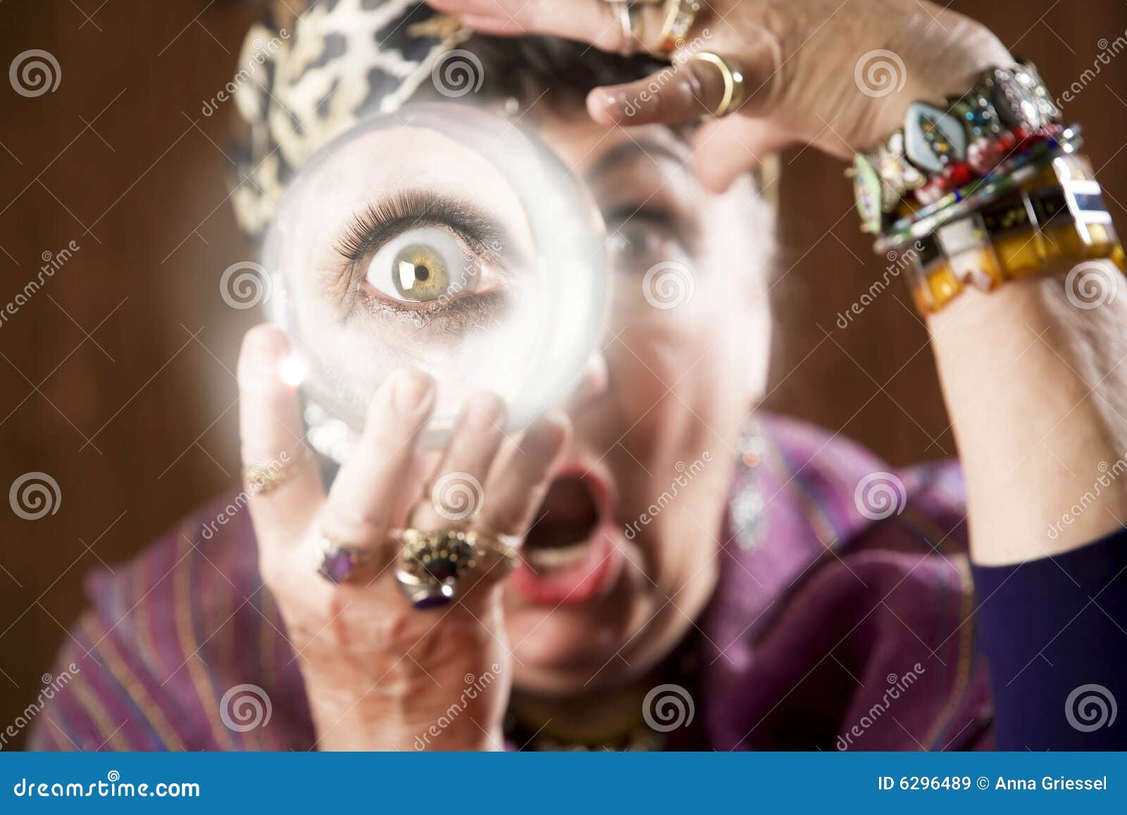 Gyspy with a crystal ball stock image. Image of crystal - 6296489