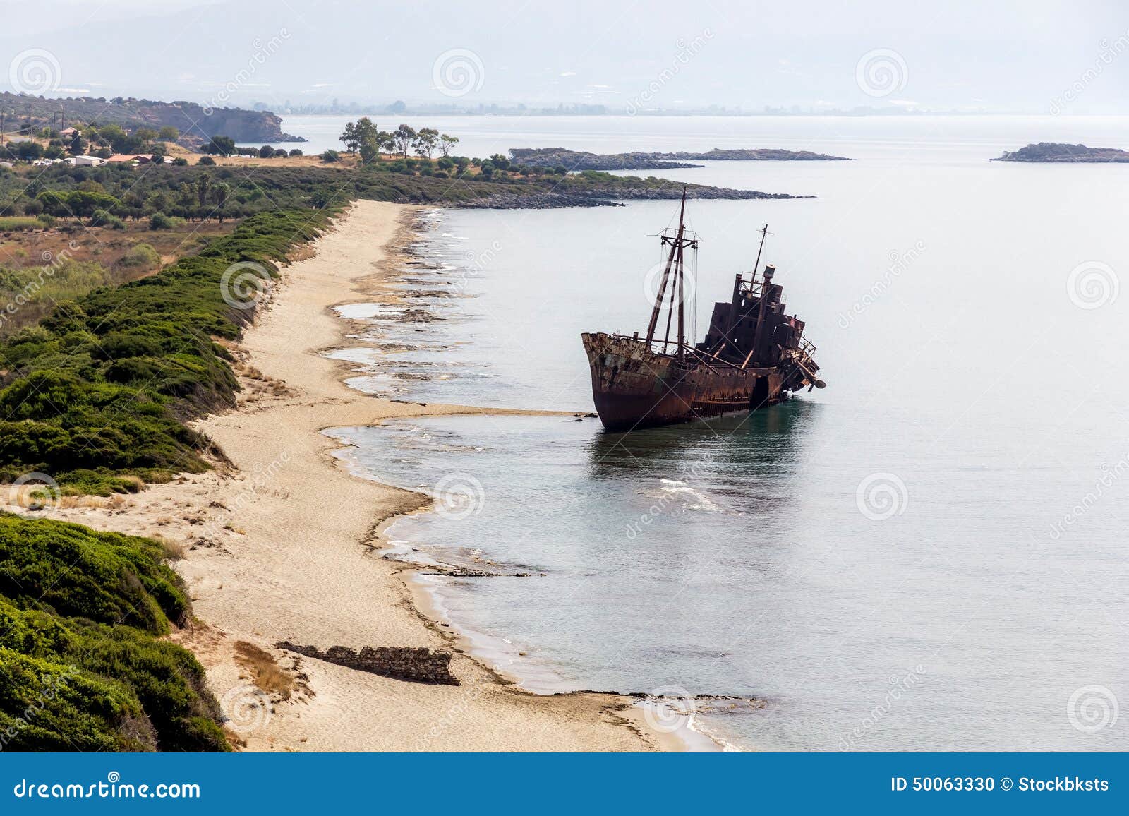 Gythio beach Shipwreck stock photo. Image of attraction - 50063330
