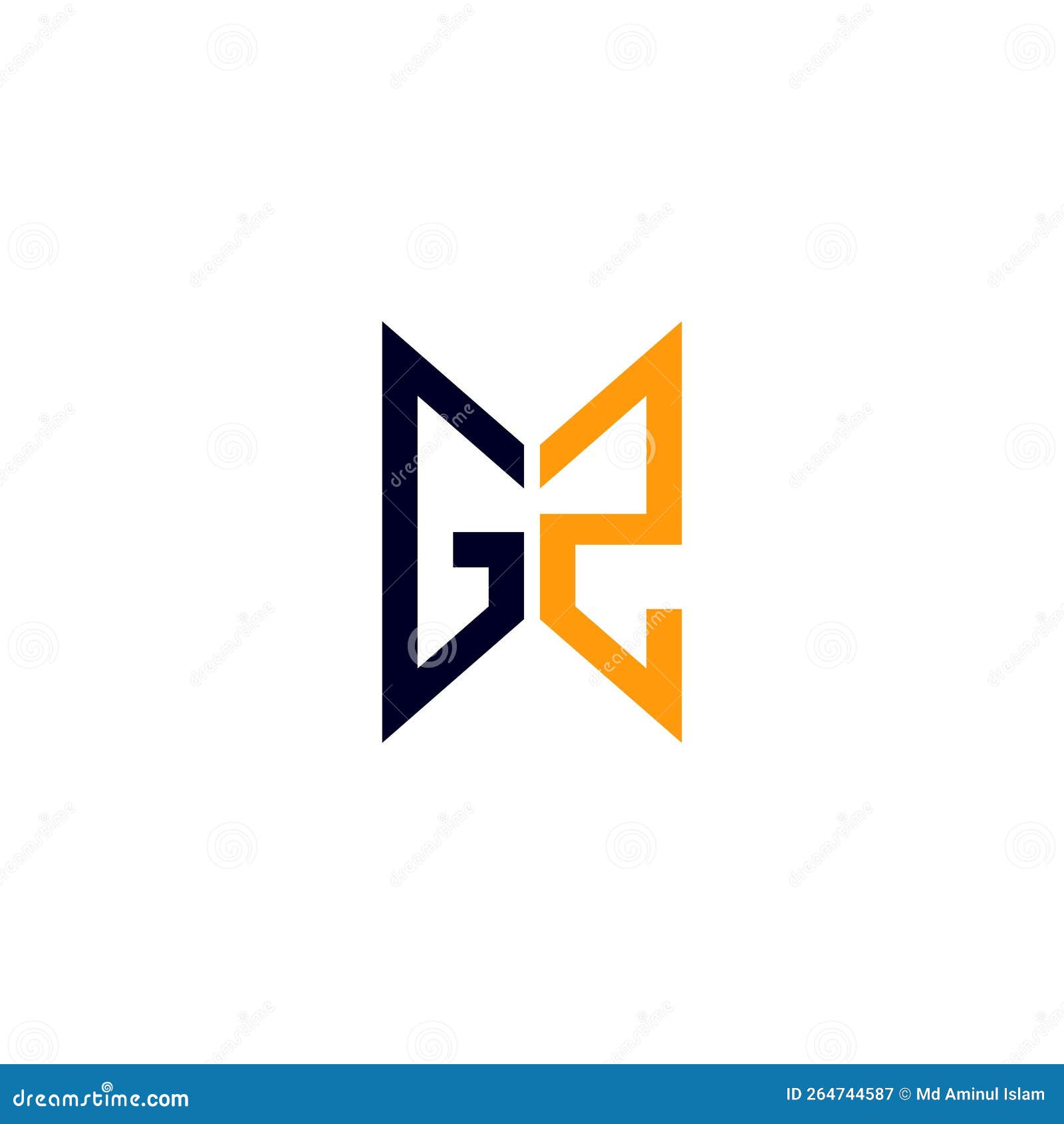 GZ Letter Logo Creative Design with Vector Graphic, Stock Vector ...