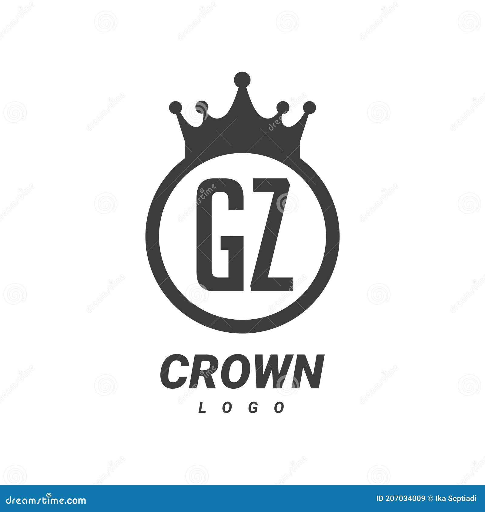 GZ Letter Logo Design with Circular Crown Stock Vector - Illustration ...
