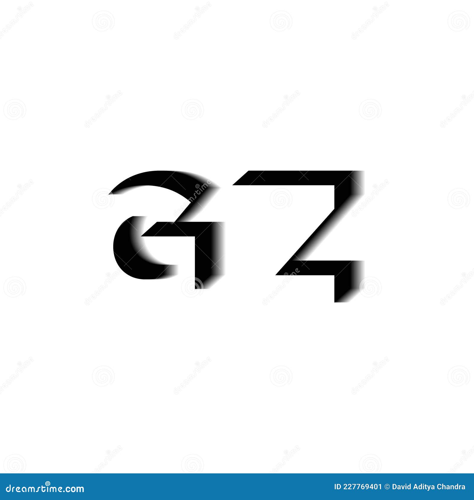 GZ Monogram Shadow Shape Style Stock Vector - Illustration of lines ...
