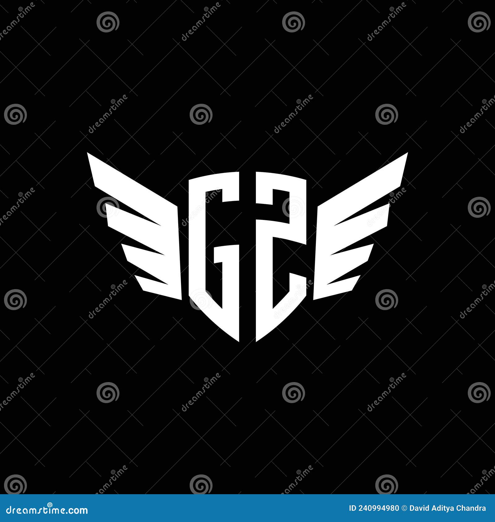 GZ Monogram Wing Shape Style Stock Vector - Illustration of business ...