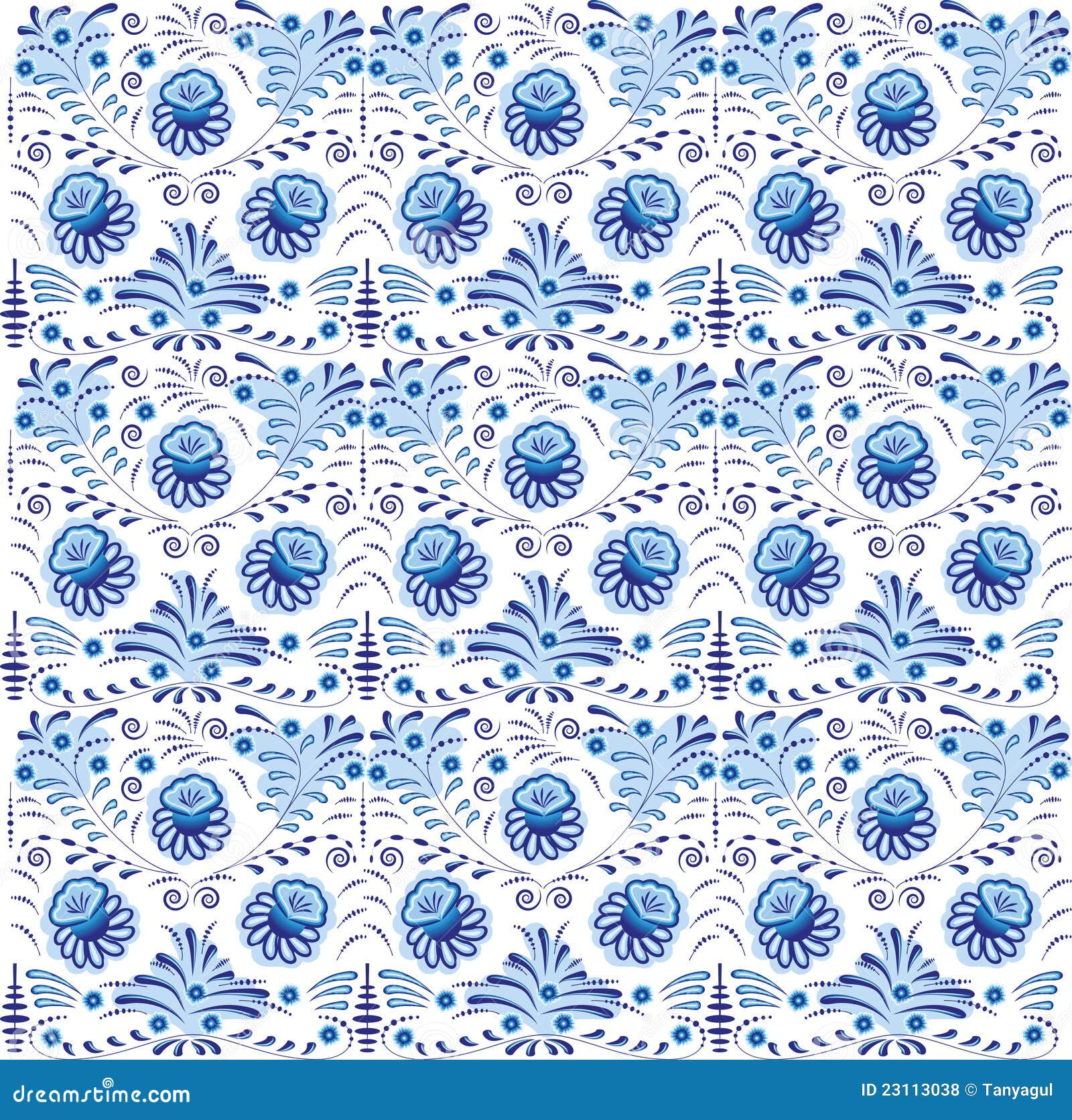 Gzhel stock vector. Illustration of grass, creativity - 23113038