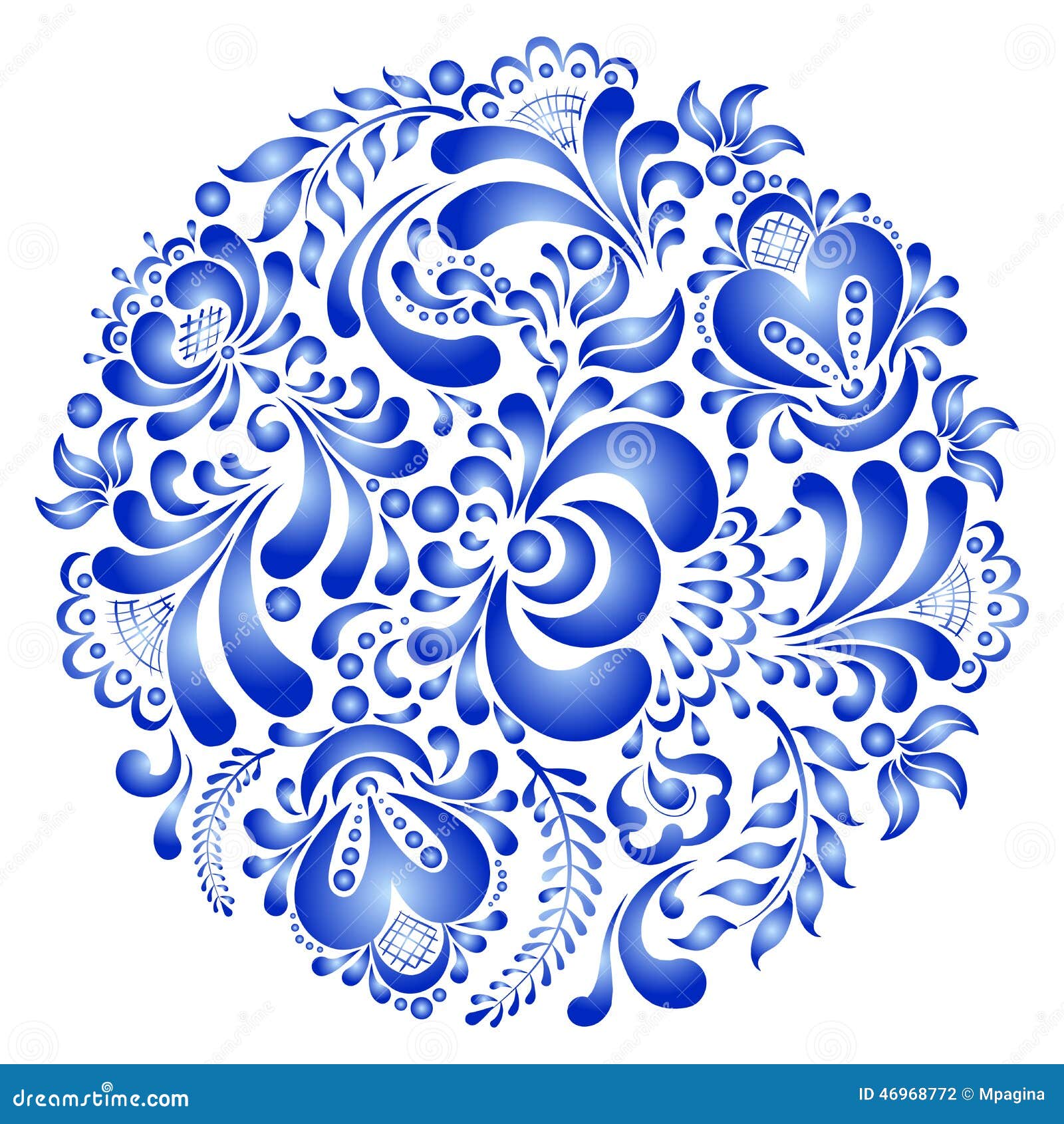 Gzhel stock vector. Illustration of ornament, folk, design - 46968772