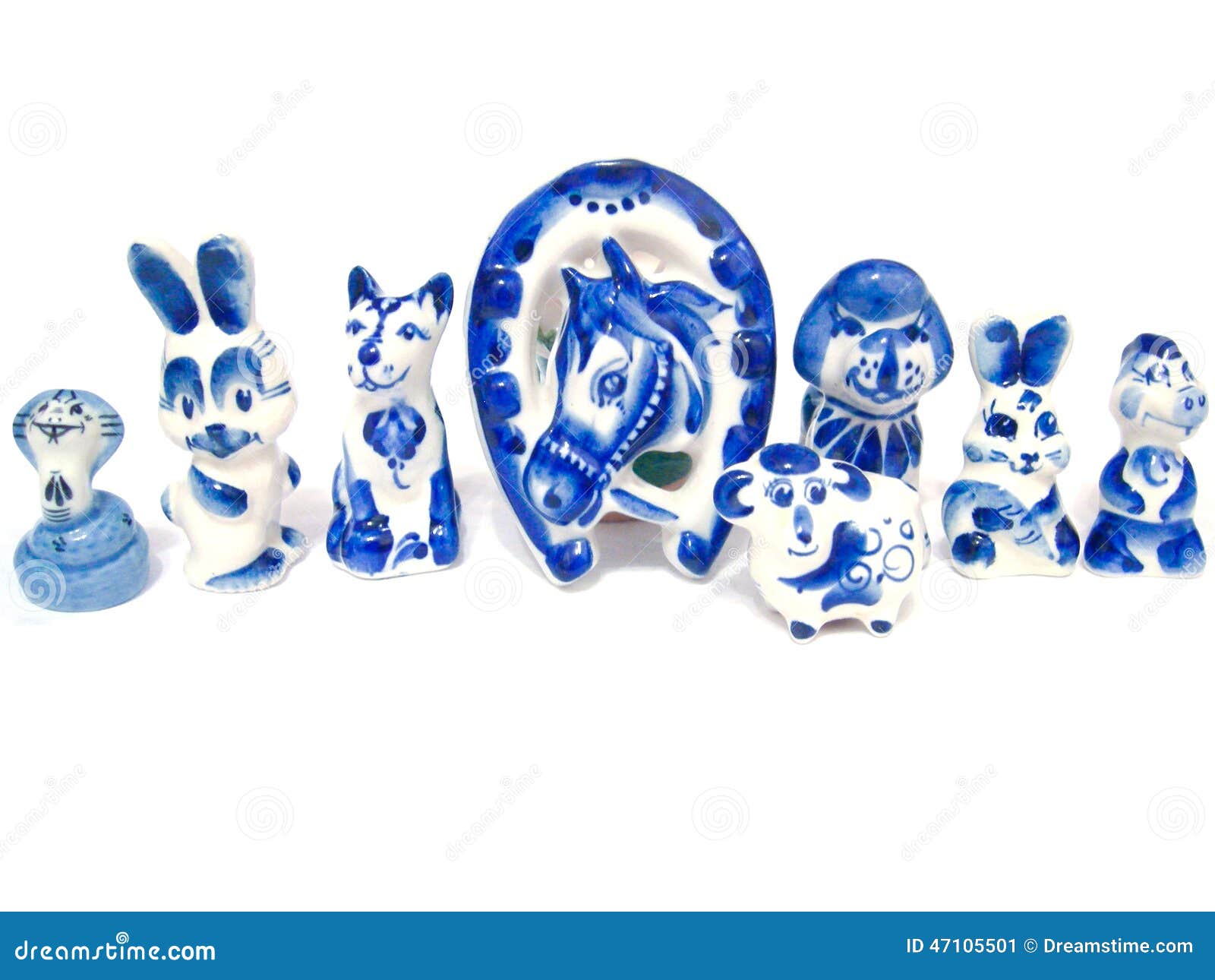 Gzhel ceramic set stock image. Image of rabbit, ceramics - 47105501