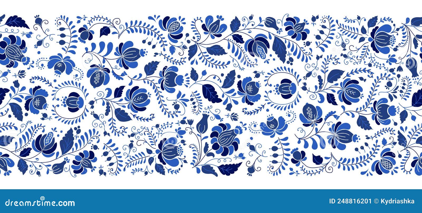 Gzhel Decorative Ornament. Seamless Pattern Background Stock Image ...