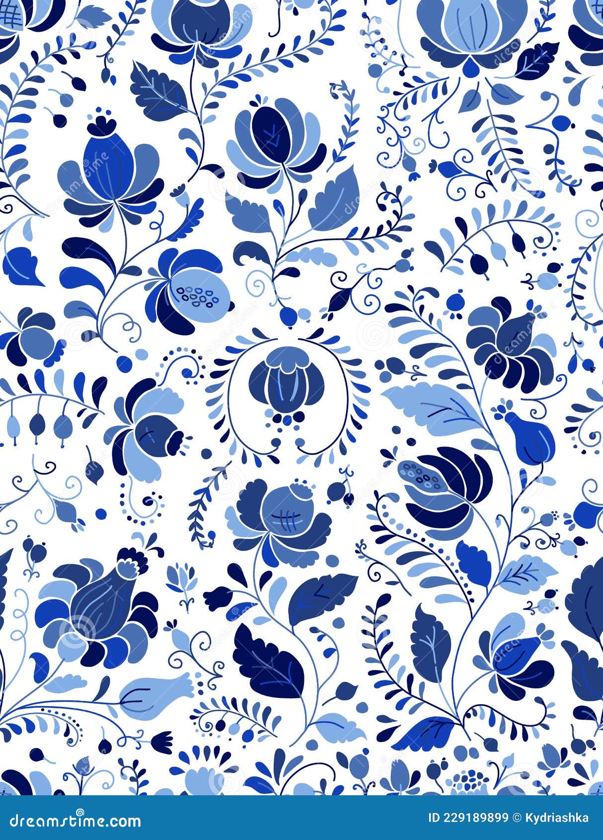 Gzhel Decorative Ornament. Seamless Pattern Background Stock Vector ...