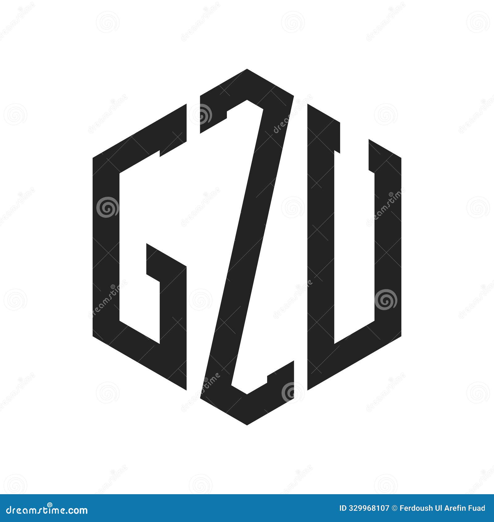 GZU Logo Design. Initial Letter GZU Monogram Logo Using Hexagon Shape ...