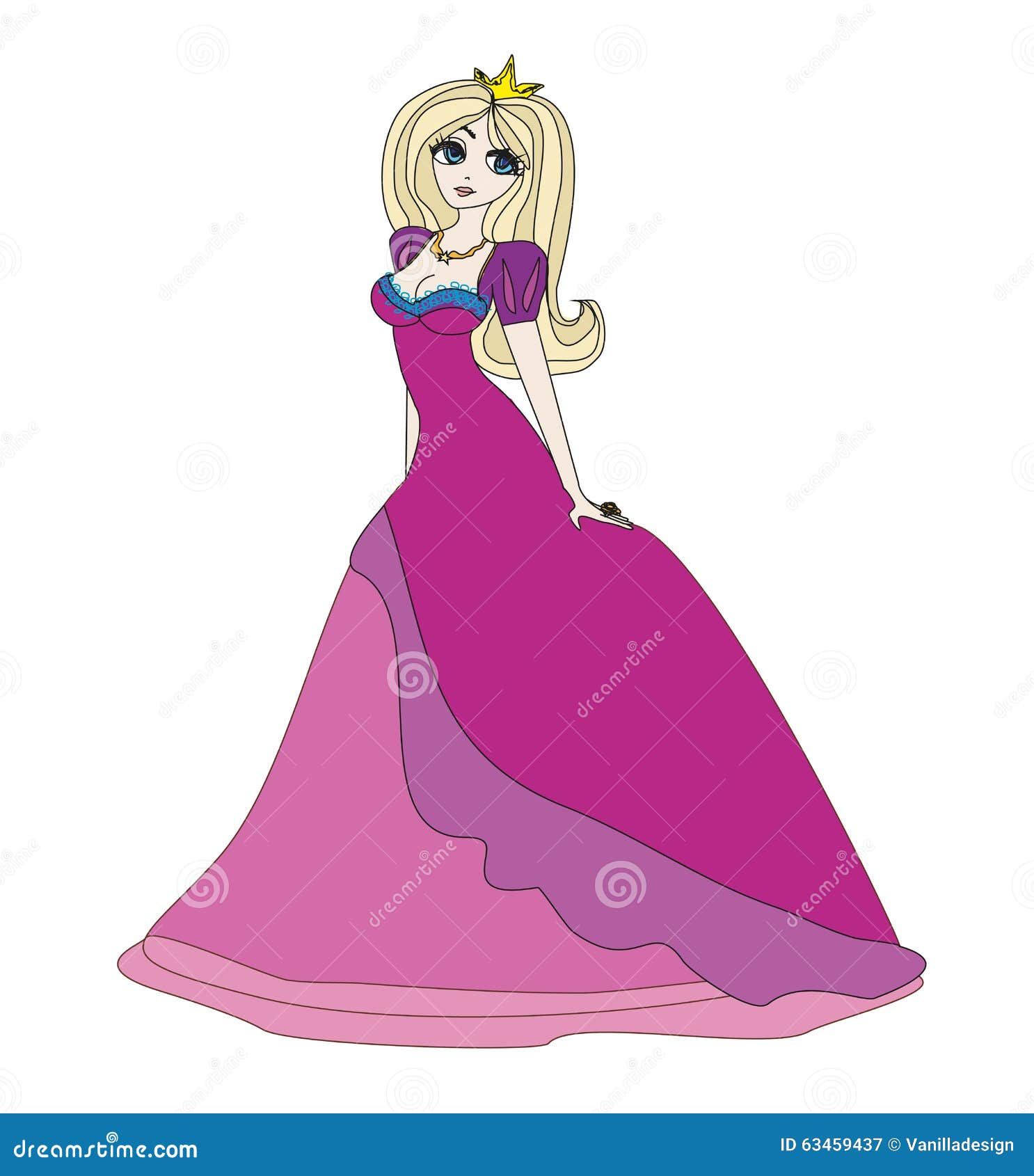 Härlig Prinsessa - Isolerad Teckning Vektor Illustrationer ...