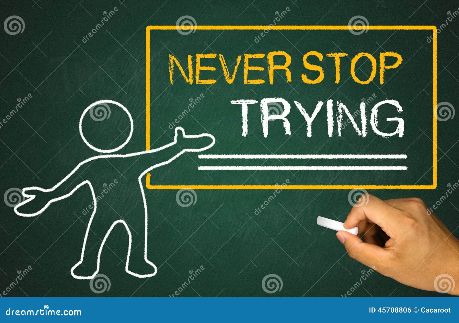 Hören Sie Nie Auf Zu Versuchen Stockfoto - Bild von anschlag, fluglage ...