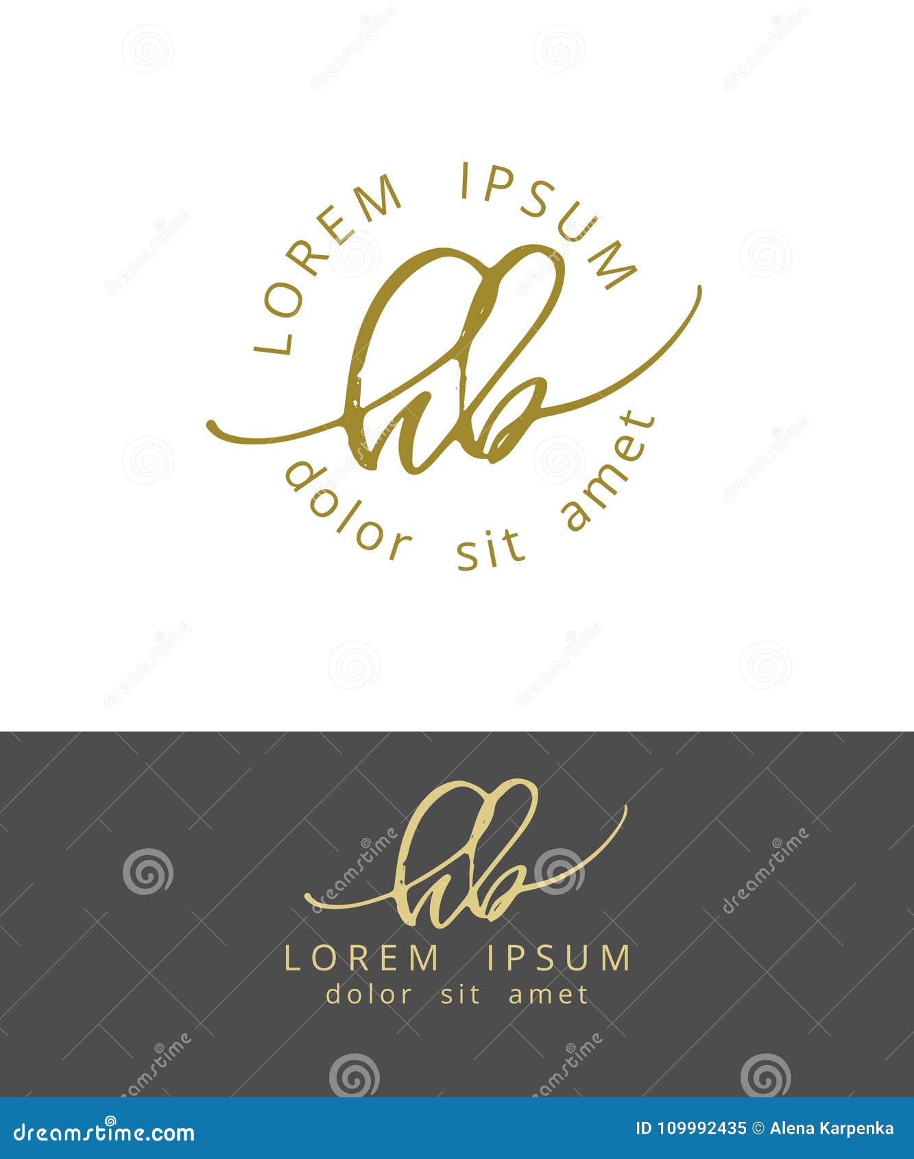 H B. Handdrawn Brush Monogram Calligraphy Logo Design Stock Vector ...
