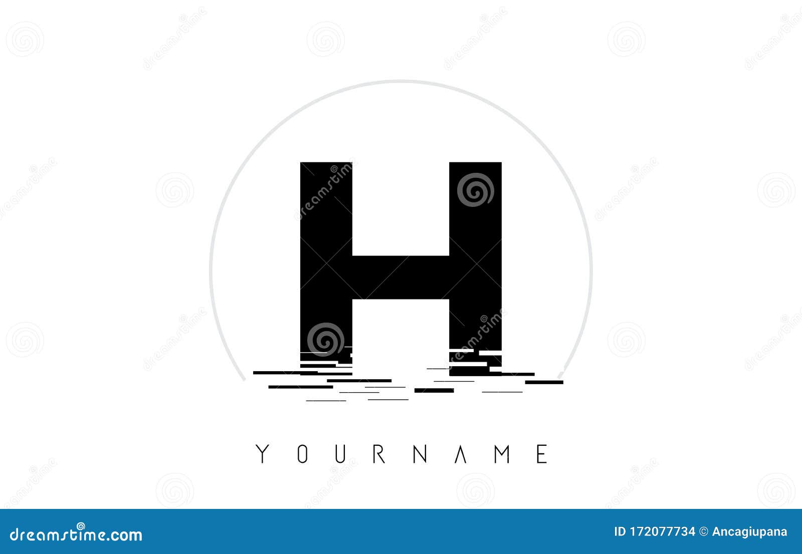 H Black Letter Logo Design with Circular Shape and Water Effect Stock ...