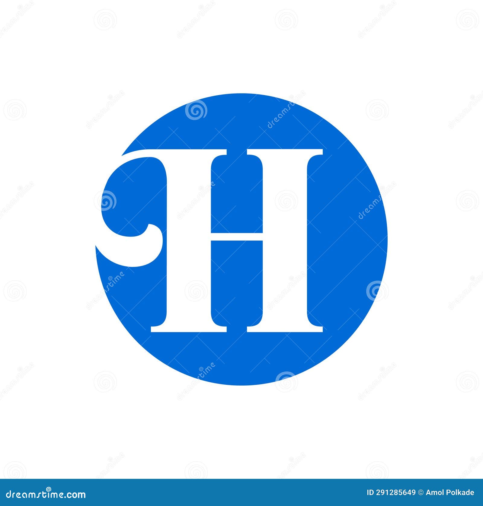 H Brand Name Initial Letters Icon. with Blue Color Stock Vector ...