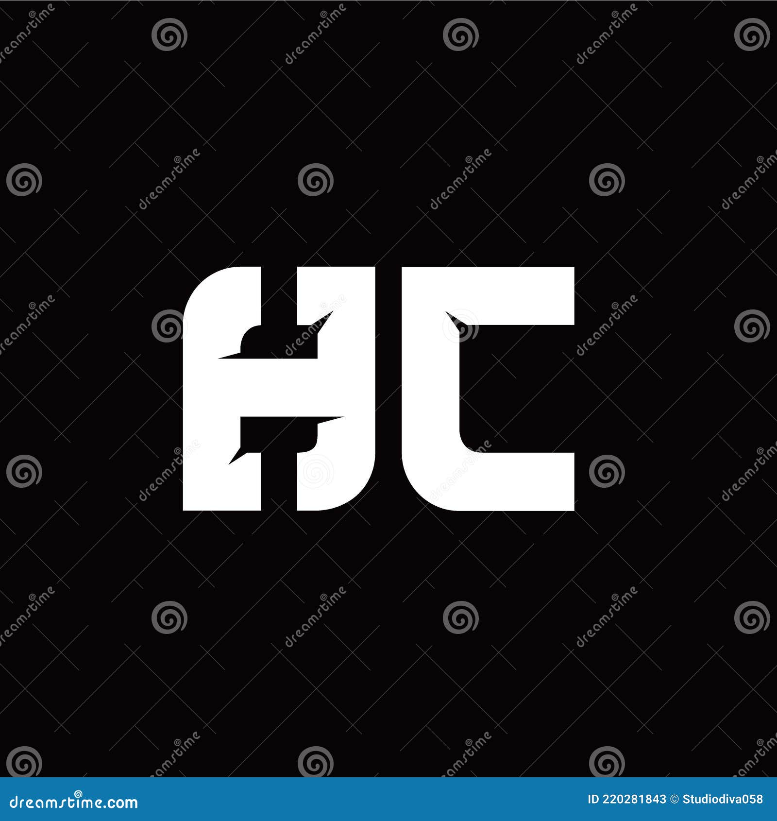 H C Letter Monogram Style Initial Logo Template Stock Vector ...