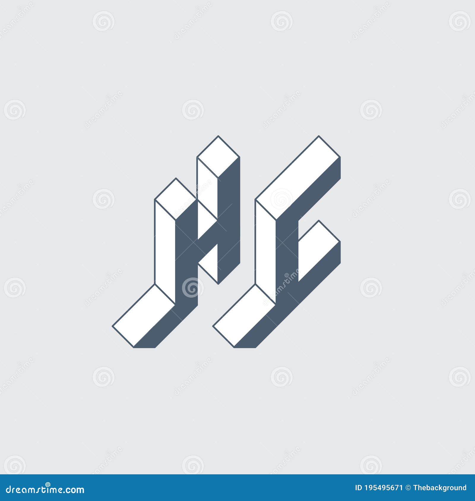 H and C - Monogram or Logotype. HC - 2-letter Code. Isometric 3d Font ...