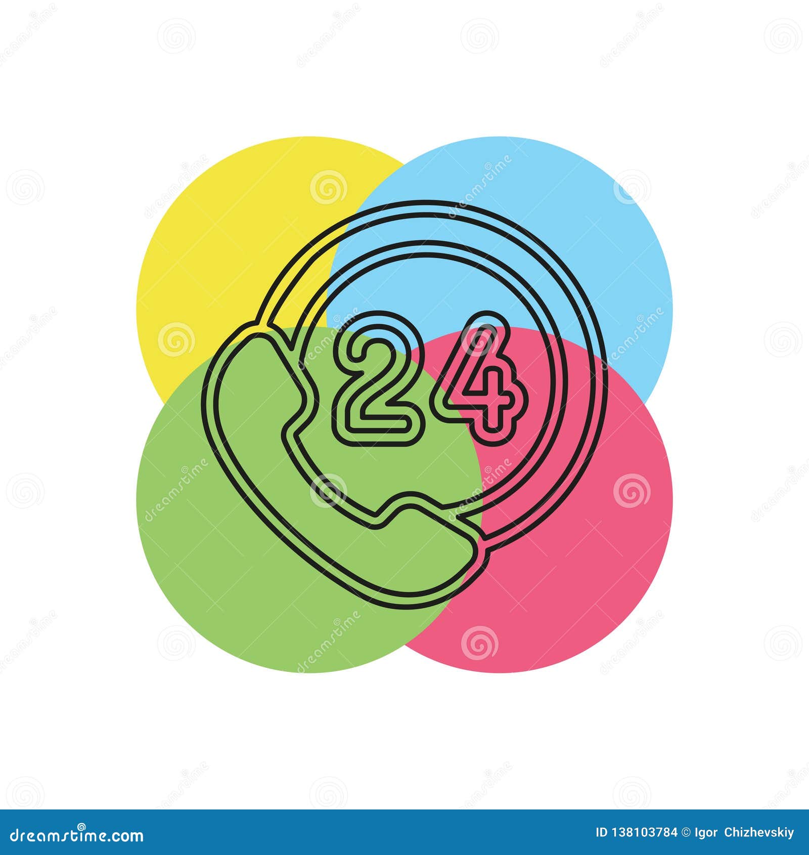 24h Call Center - Help Icon, Technical Support Stock Illustration ...