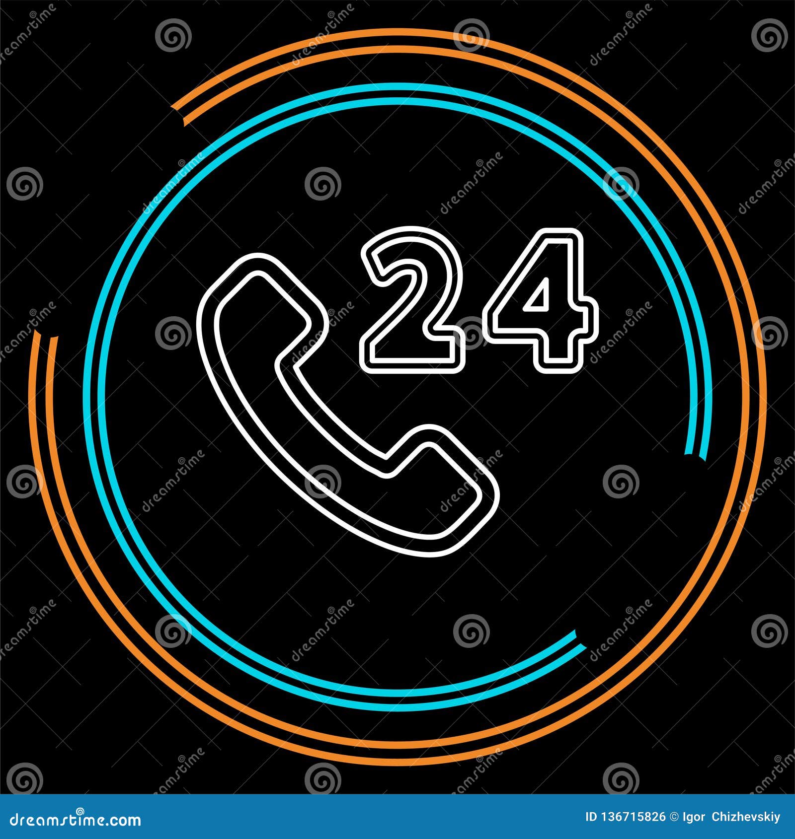 24h Call Center - Help Icon, Technical Support Stock Vector ...