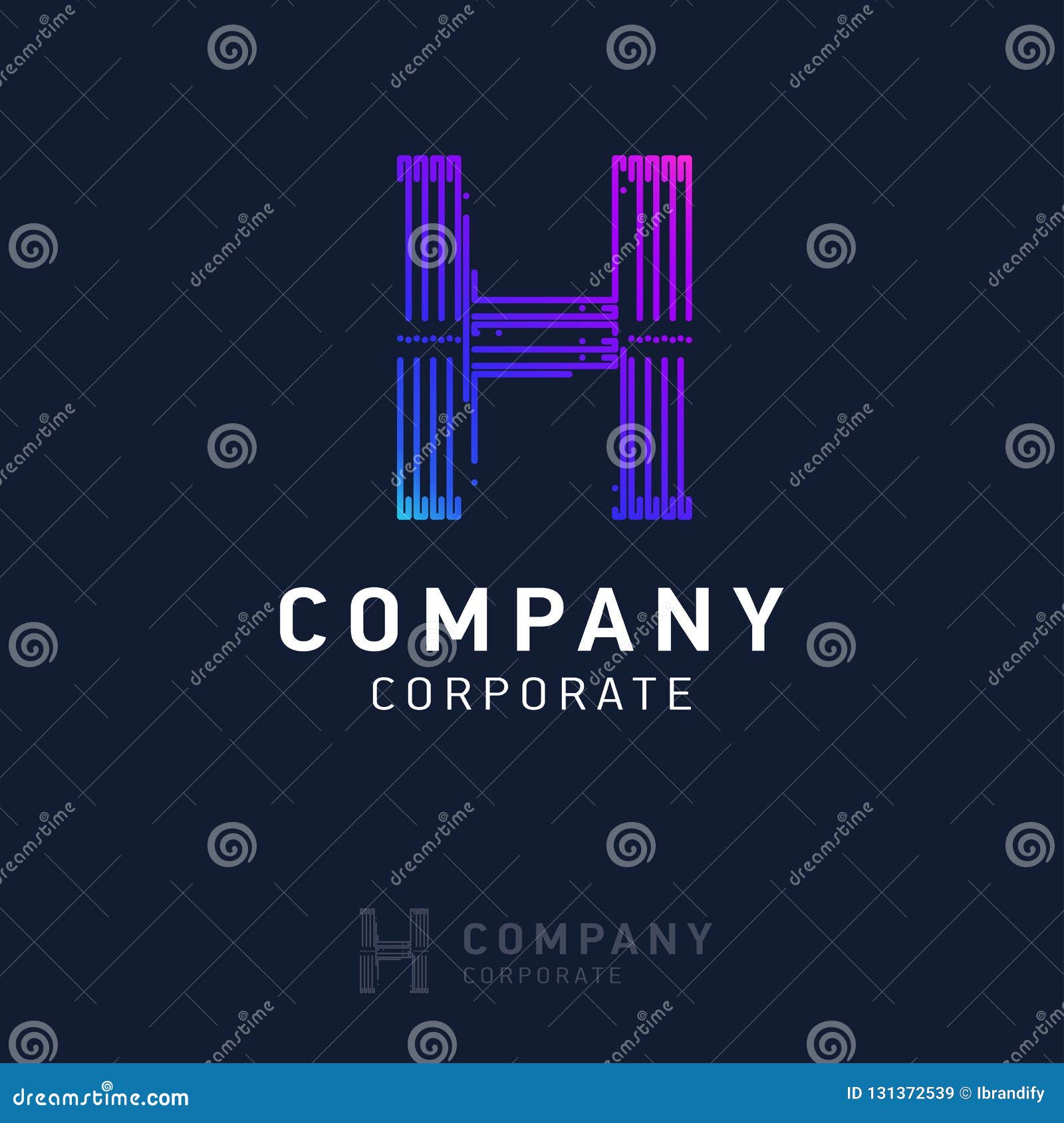 H Company Logo Design with Visiting Card Vector Stock Vector ...