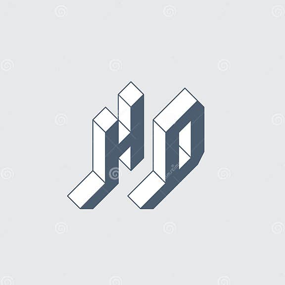 H and D - Monogram or Logotype. HD - 2-letter Code. Isometric 3d Font ...