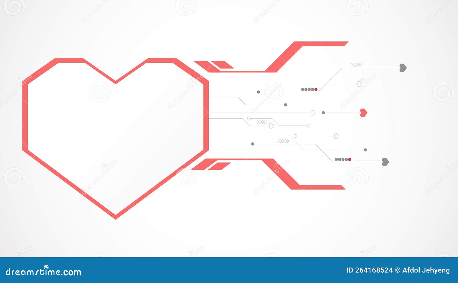 White Red Heart Technology Valentine Background Abstract. Technology ...