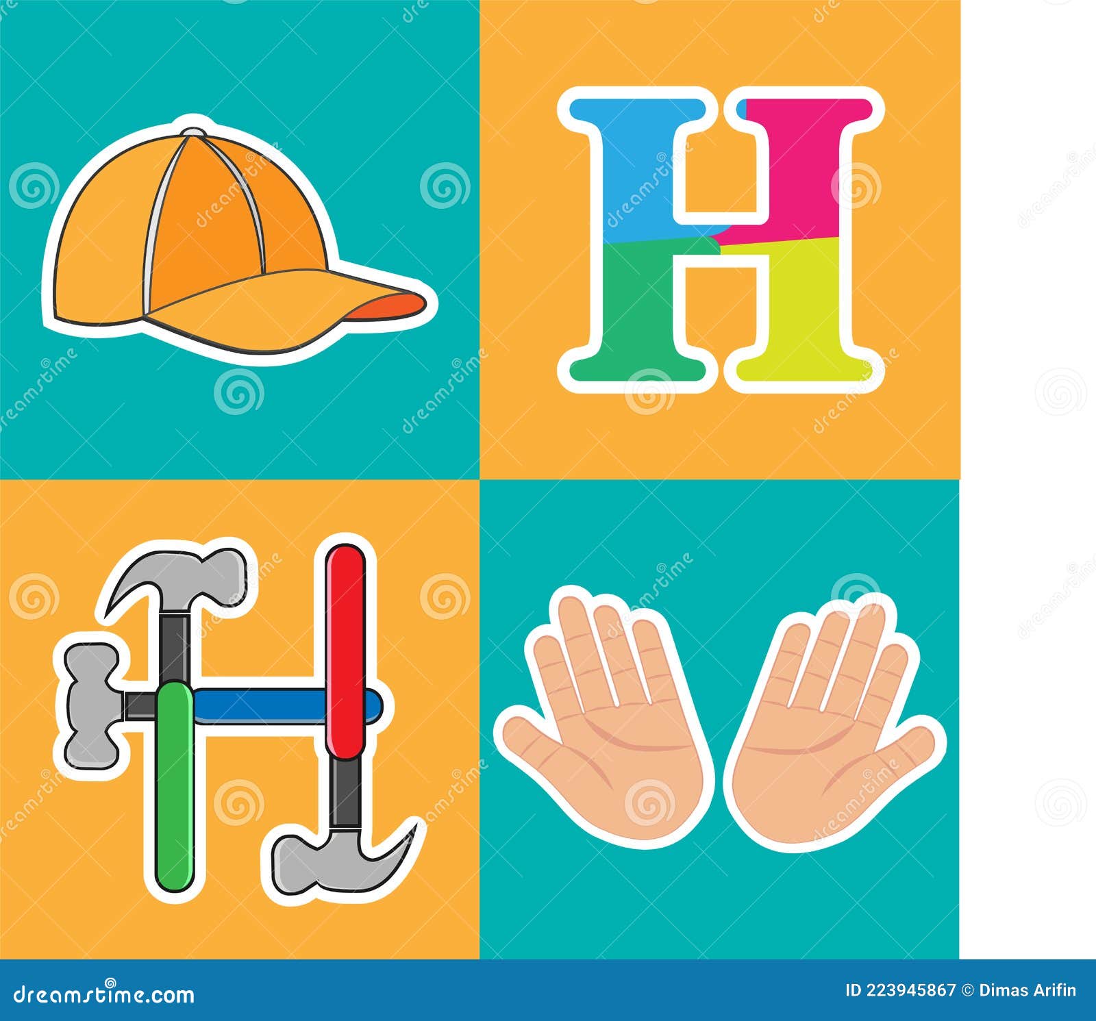 H Letter Flashcard Vector stock illustration. Illustration of ...