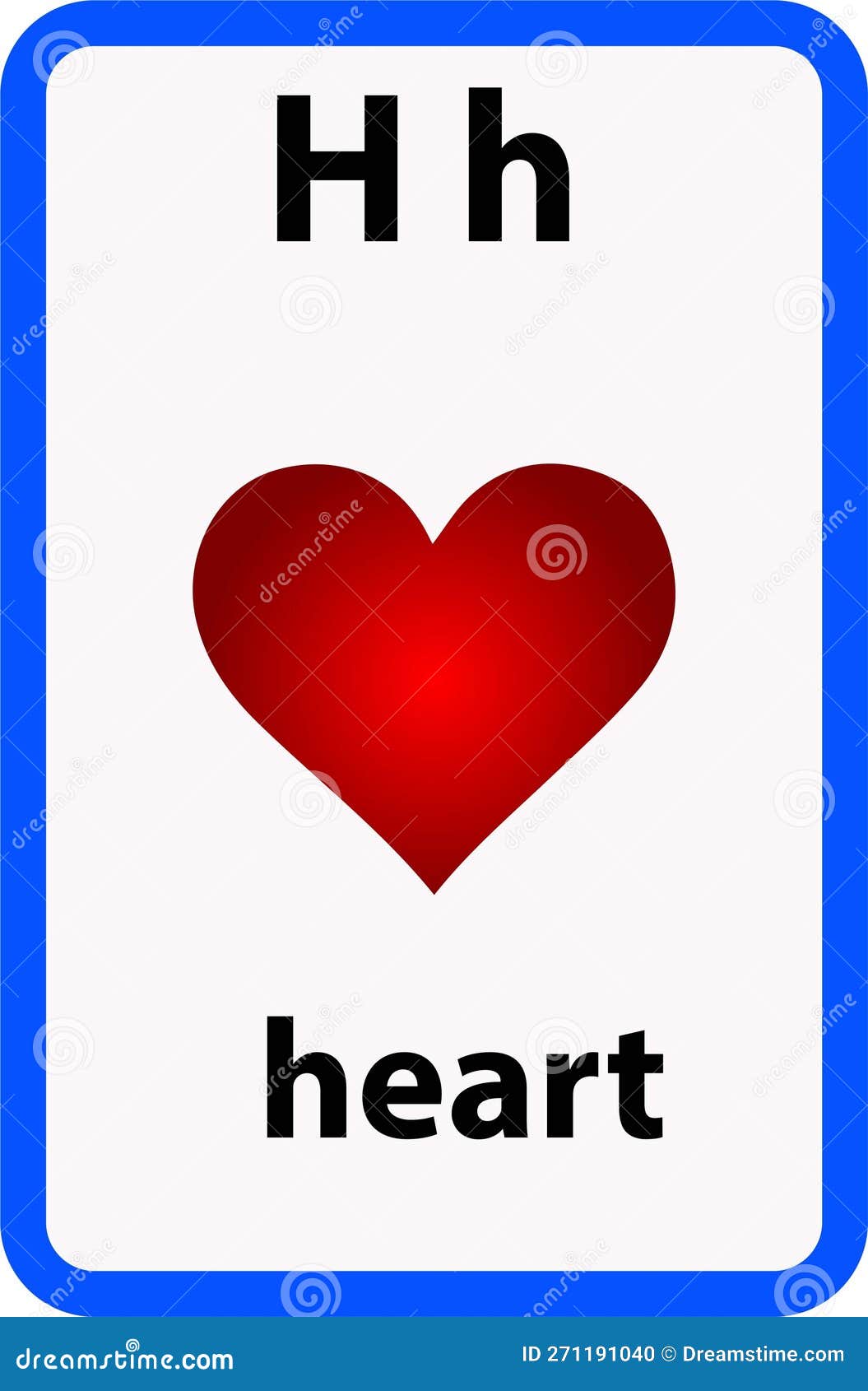 Alphabet Flashcard for Children with the Letter H from Heart Stock ...