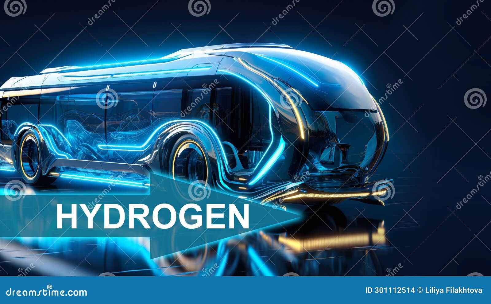 H2 Hydrogen Energy of Future. Hydrogen Fuel Cell Bus Stock Illustration ...