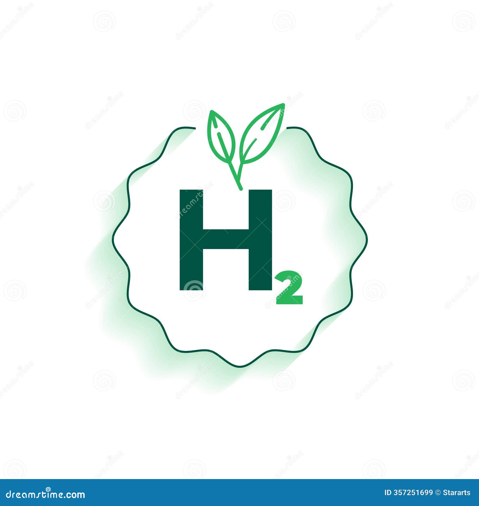 H2 Hydrogen Energy Symbol With Green Leaves Cartoon Vector ...