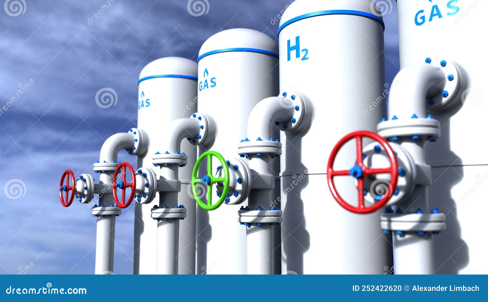 H2 Hydrogen and Gas Tanks stock illustration. Illustration of station ...