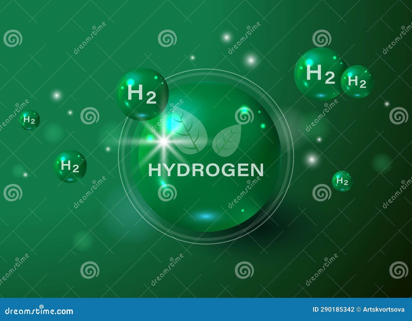 H2 Hydrogen Molecule Gas Pump. Floating Round Elements and Molecules ...