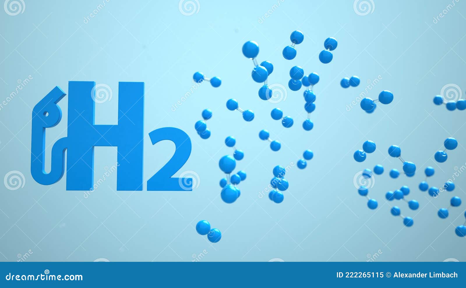Hydrogen Gas H2 Molecule. 3D Rendering. Stock Photography ...