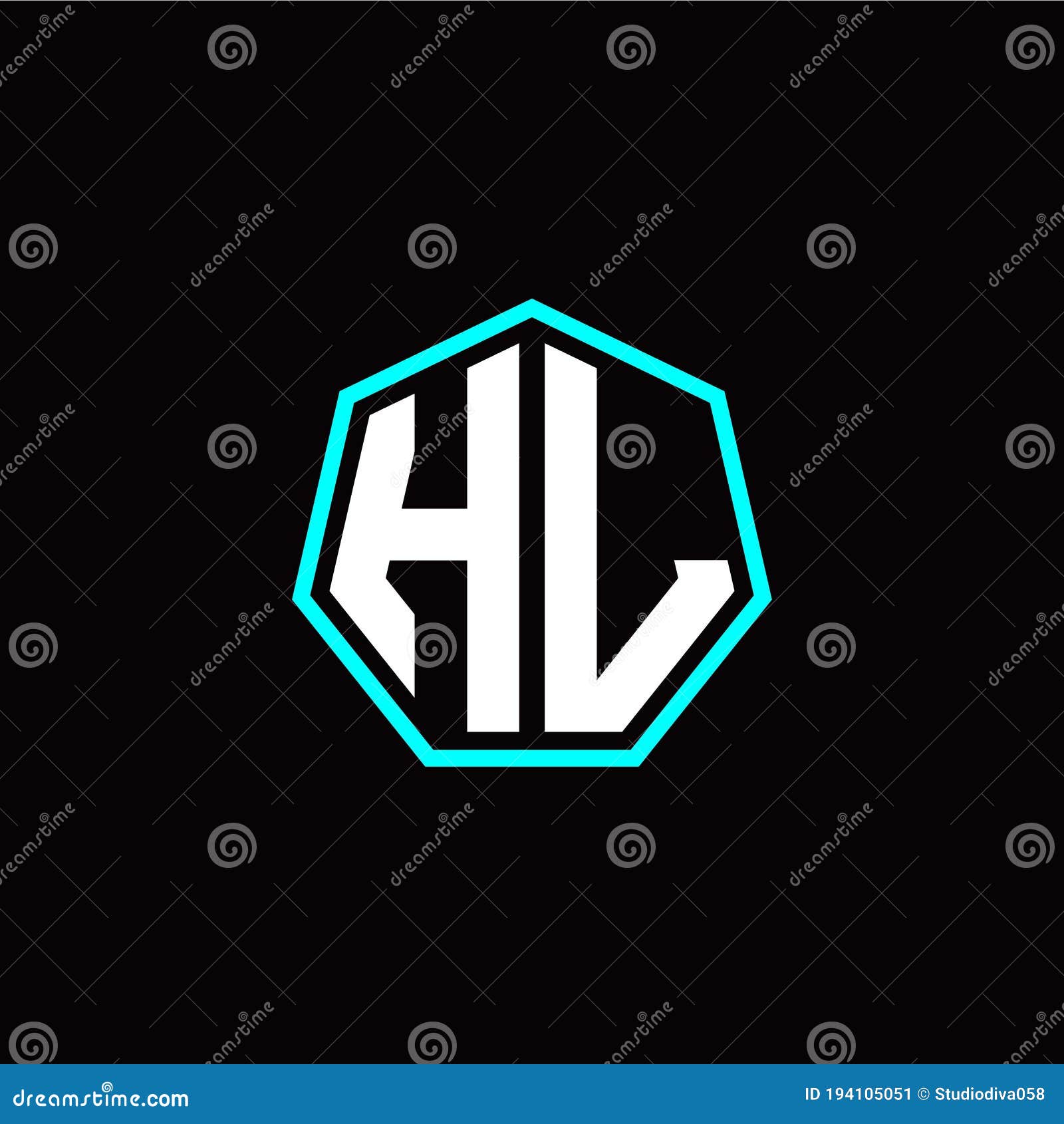 H L Initials Modern Polygon Logo Template Stock Vector - Illustration ...