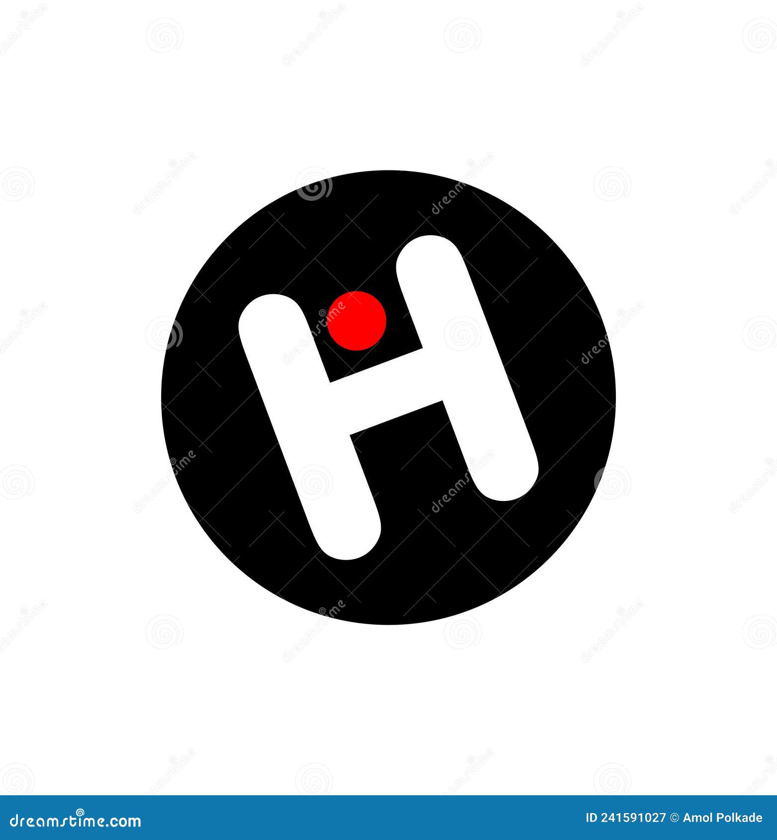 H Letra De Marca Monograma Con Punto Rojo Ilustración del Vector ...